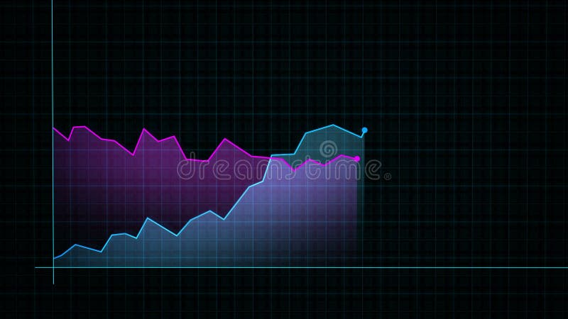 Line Graph of Digital Income Chart Made in Tech Style on High Tech Grid ...