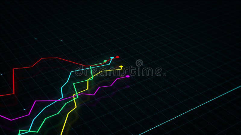 Line Graph of Digital Income Chart Made in Tech Style on High Tech Grid ...