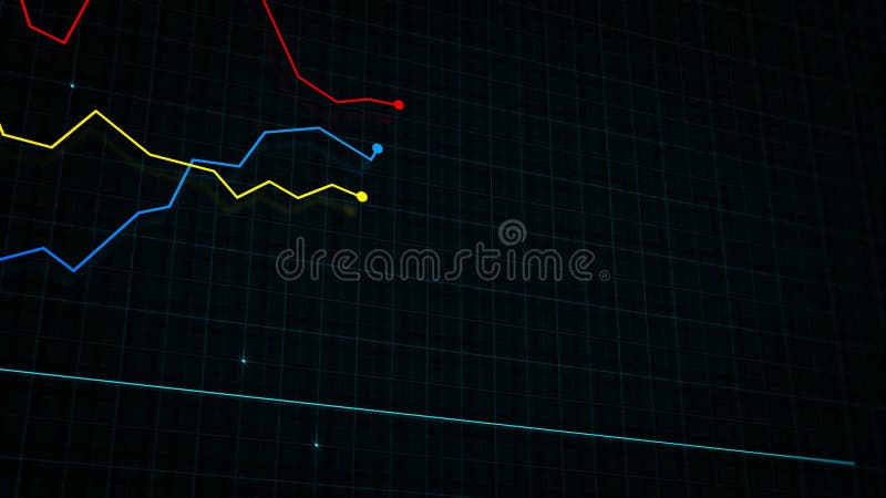 Line Graph of Digital Income Chart Made in Tech Style on High Tech Grid ...