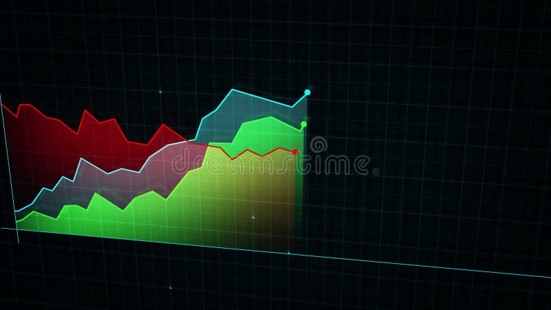 Line Graph of Digital Income Chart Made in Tech Style on High Tech Grid ...