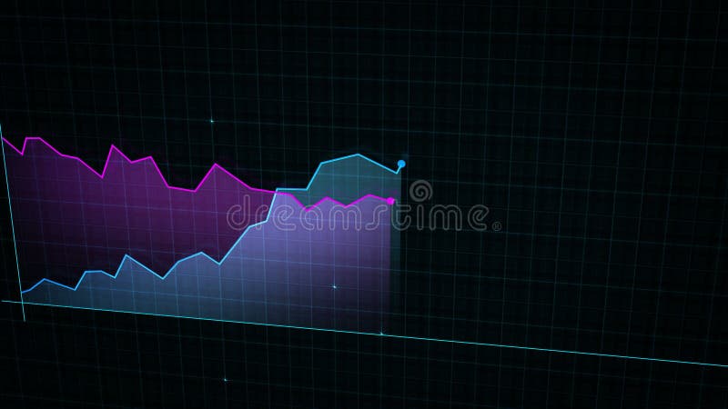 Line Graph of Digital Income Chart Made in Tech Style on High Tech Grid ...