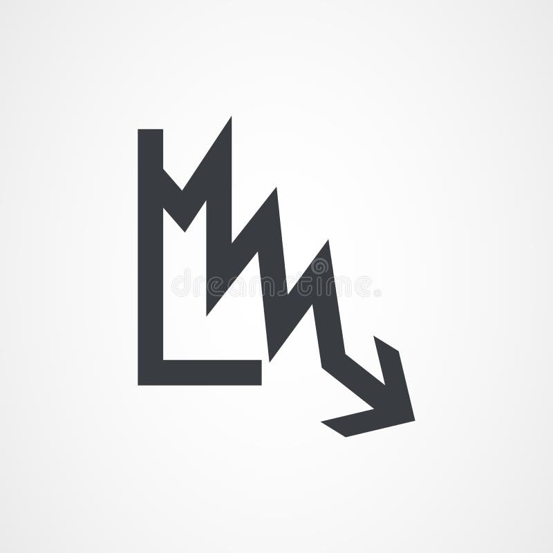Line Graph Down Arrow, Arrow Icon Stock Illustration - Illustration of ...