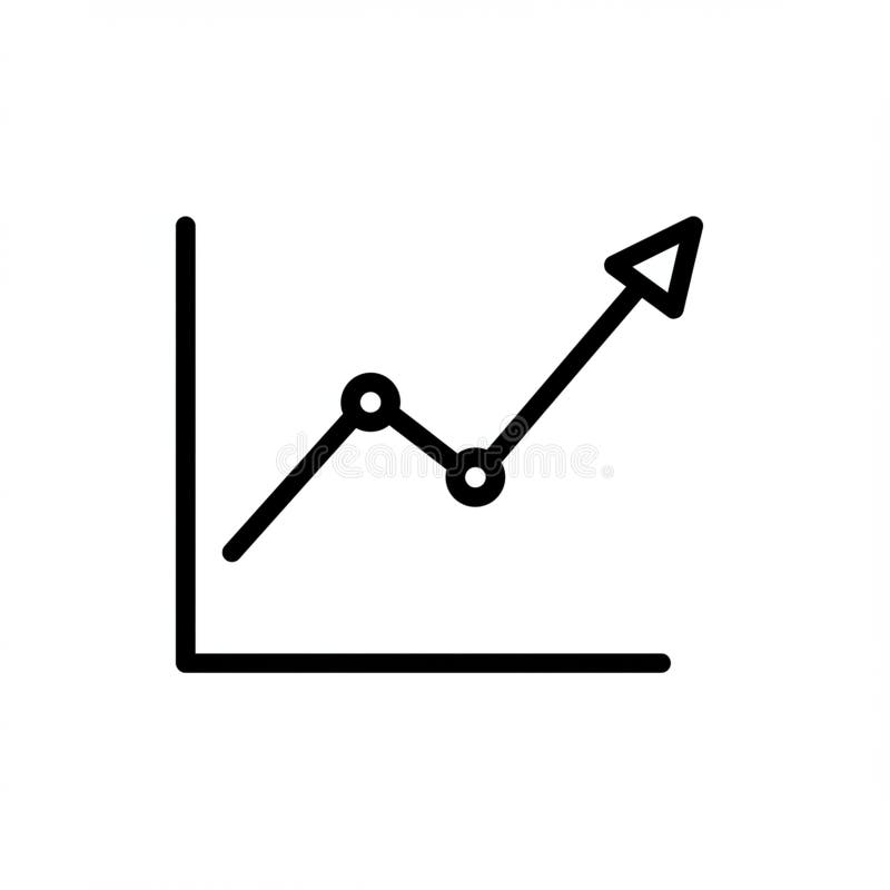 Line Graph Icon Depicts an Upward Trend. Features Two Axes Forming an L ...