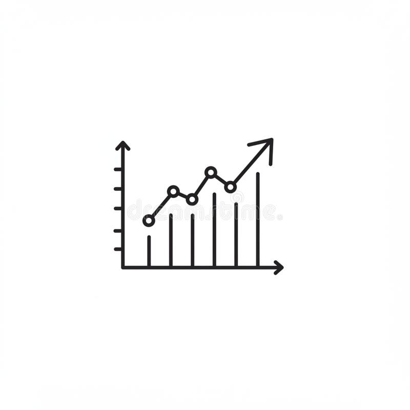 Line Graph Icon Featuring an Upward Trend. the Graph Has a Vertical ...