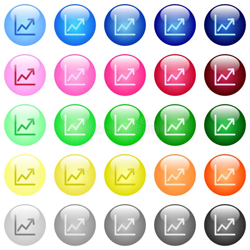 Line Graph Icons in Color Glossy Buttons Stock Vector - Illustration of ...