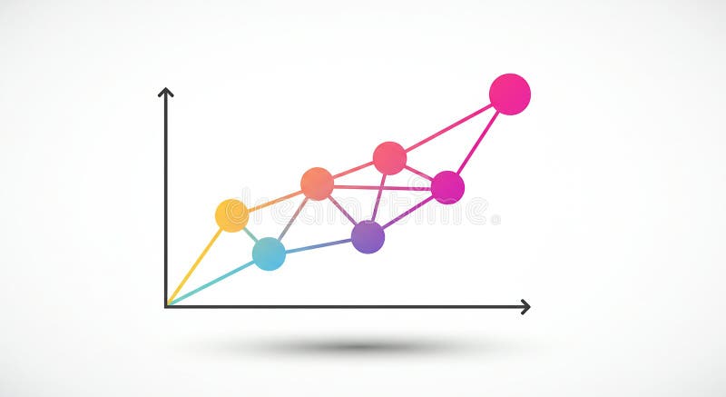 Line Graph with Multicolored Circles Connected by Lines, Laid Over ...