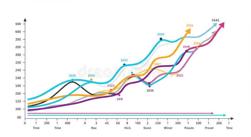 Line Graph with Multiple Colored Lines Representing Different Data Sets ...