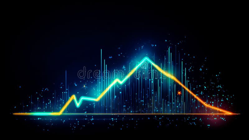 Line Graph with Neon Colors on Dark Background with Stars and Dots ...