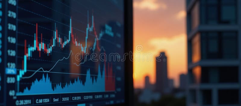 Line Graph Overlapping Cityscape Silhouette Financerelated Stock ...