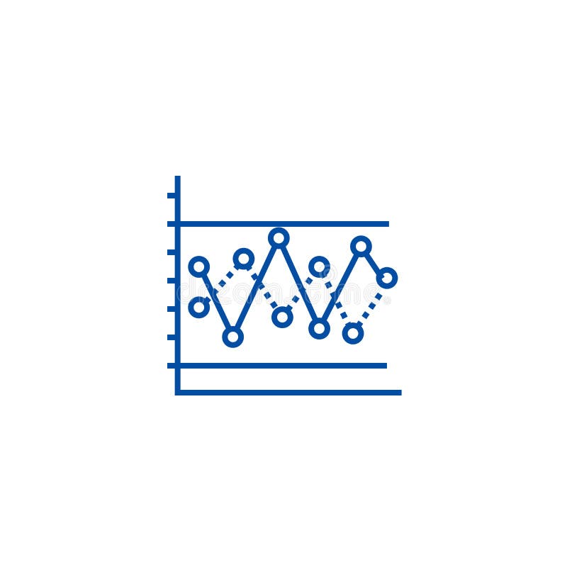 Line Graph with Points Line Icon Concept. Line Graph with Points Flat ...