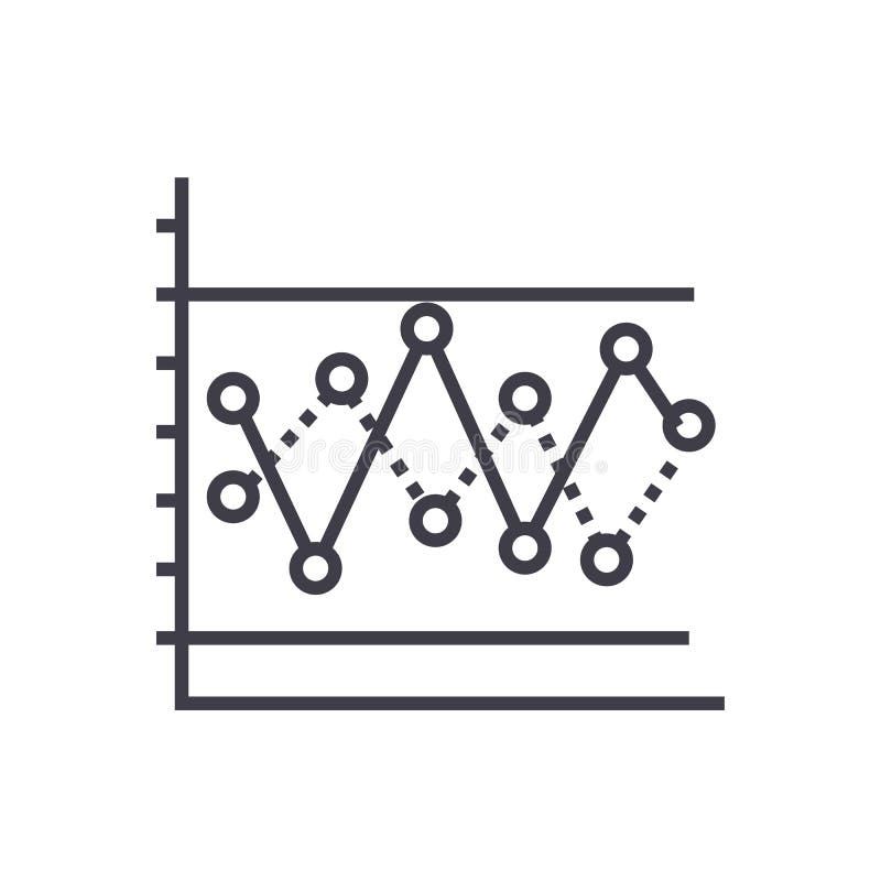 Line Graph with Points Vector Line Icon, Sign, Illustration on ...