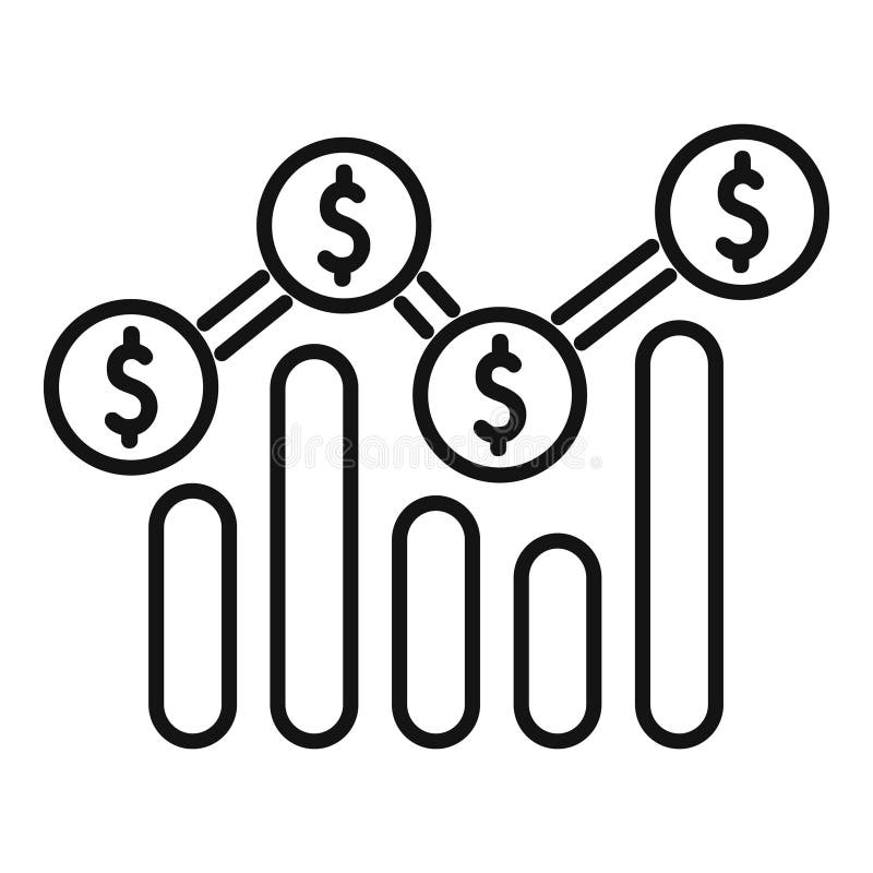 Line Graph Showing Dollar Sign Increasing with Connecting Lines Stock ...
