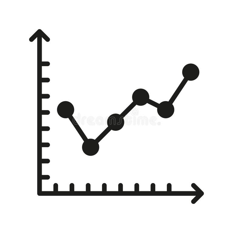Line Graph Solid Icon. Data Analysis, Trend Tracking, and Statistical Visualization Silhouette ...