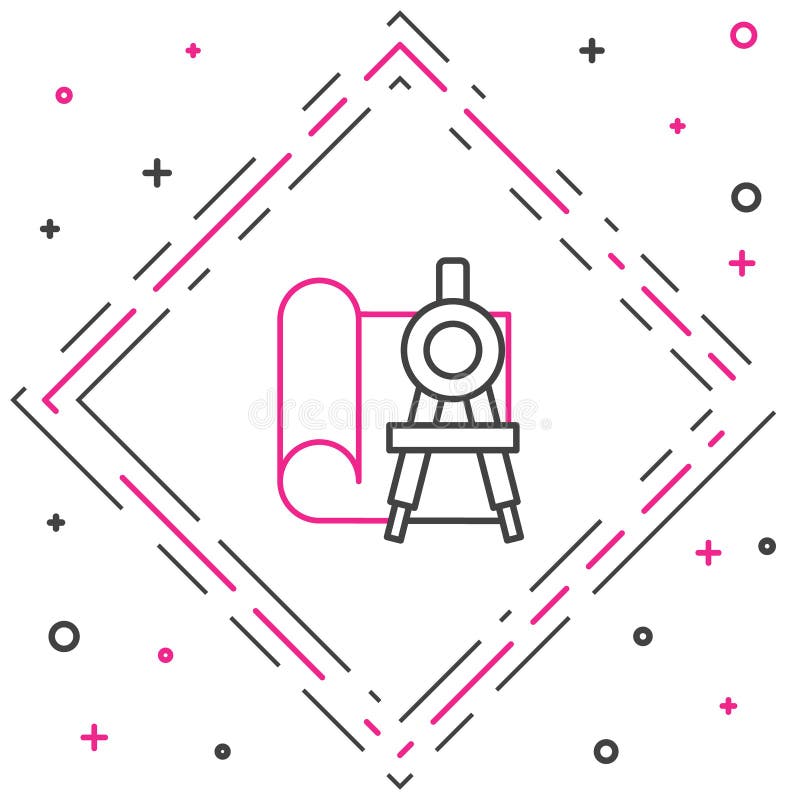 Line Graphing Paper for Engineering and Drawing Compass Icon Isolated ...