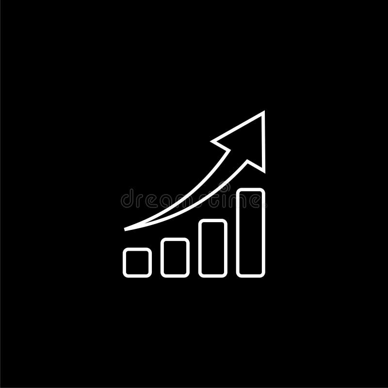 Growth Chart Icon or Logo on Dark Background Stock Illustration ...
