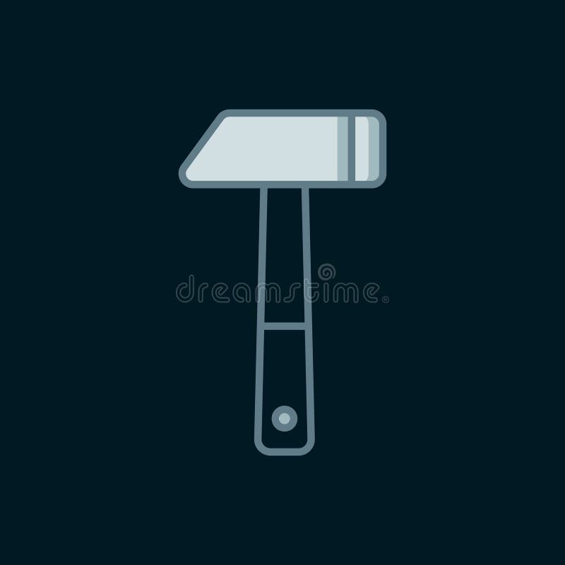 Line Hammer Icon Isolated on Black Background. Tool for Repair. Flat ...