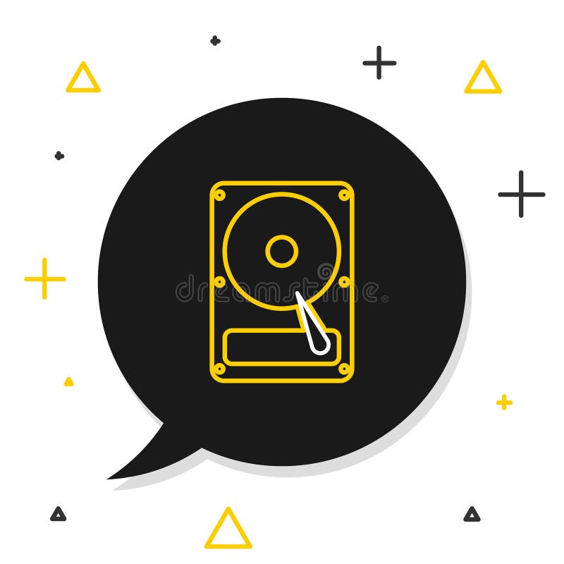 Line Hard Disk Drive HDD Icon Isolated on White Background. Colorful ...