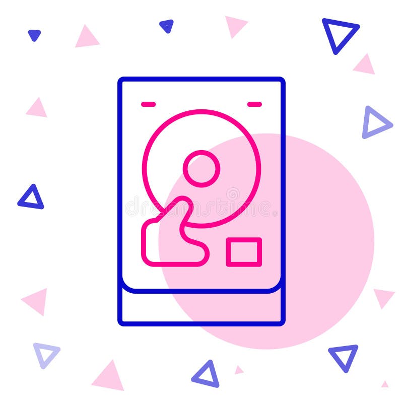 Line Hard Disk Drive HDD Icon Isolated on White Background. Colorful ...