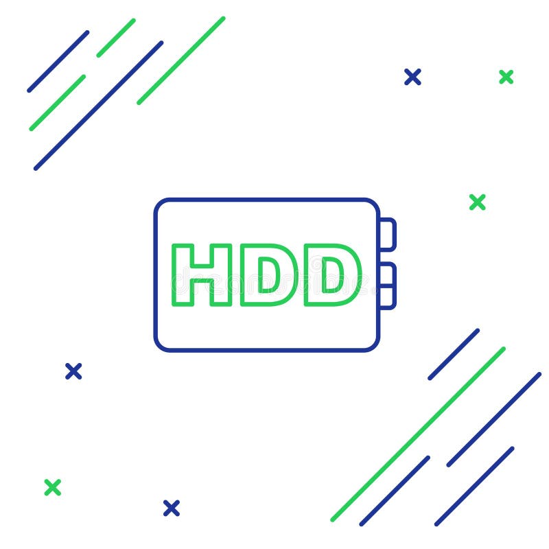 Line Hard Disk Drive HDD Icon Isolated on White Background. Colorful ...