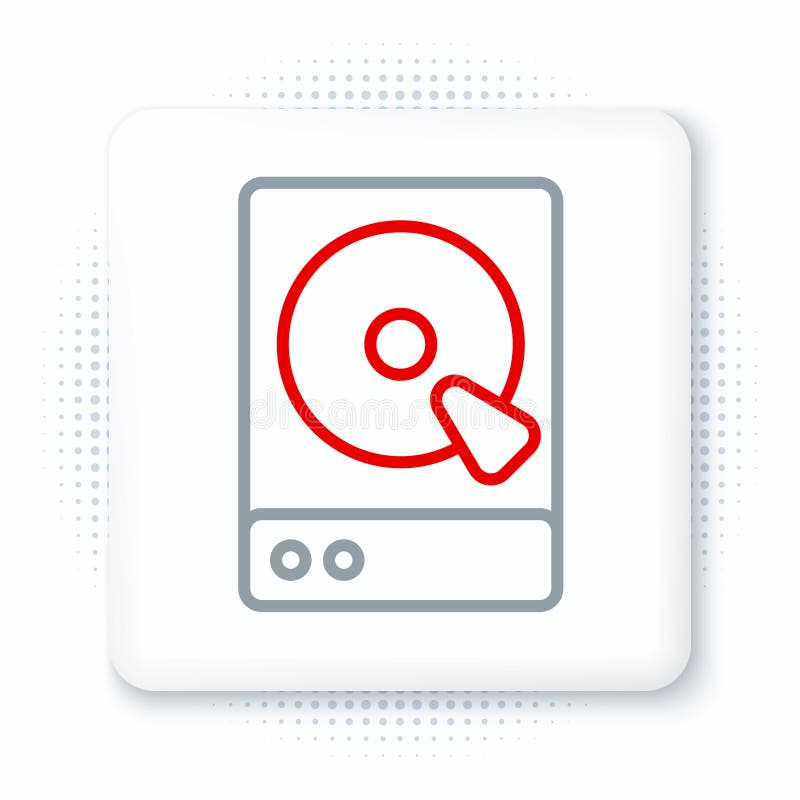 Line Hard Disk Drive HDD Icon Isolated on White Background. Colorful ...