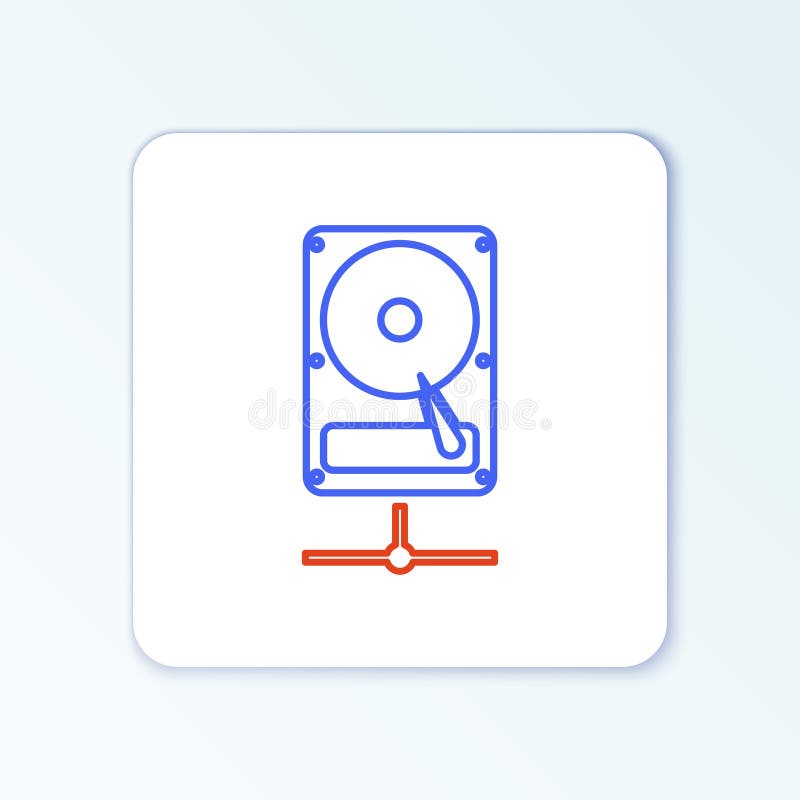 Line Hard Disk Drive on Sharing Network Icon Isolated on White ...