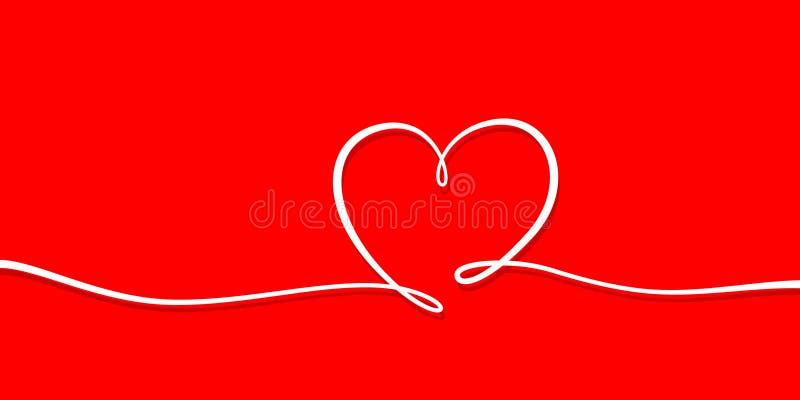 Line Heart Shape on Red Illustration Stock Vector - Illustration of ...