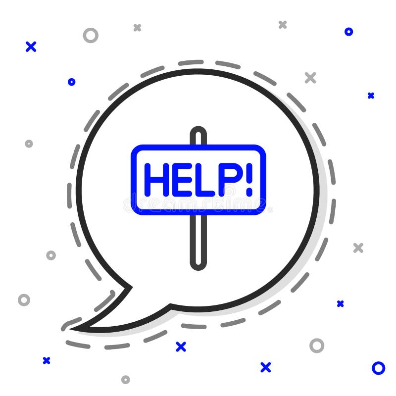 Line Help Icon Isolated on White Background. Colorful Outline Concept ...