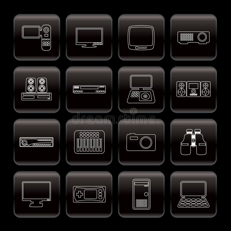 Line Hi-tech Equipment Icons Stock Vector - Illustration of phone ...