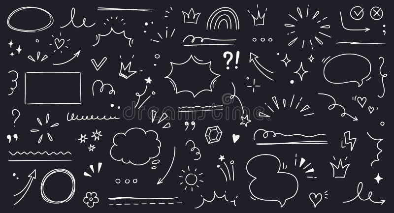 Line Highlight Brush, Text Emphasis, Underline Brush. Hand Drawn ...