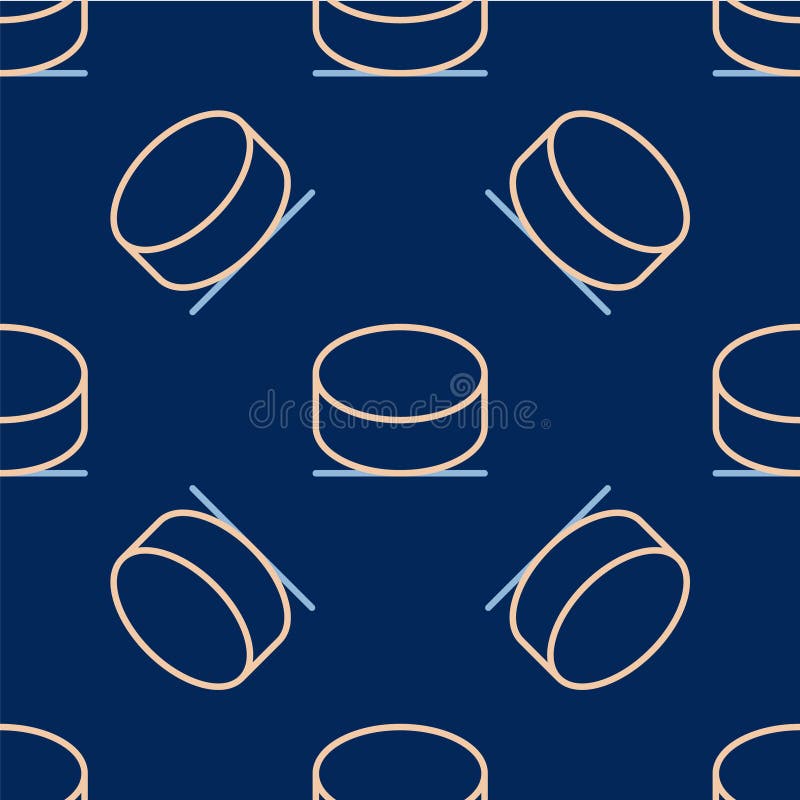 Line Hockey Puck Icon Isolated Seamless Pattern on Blue Background ...