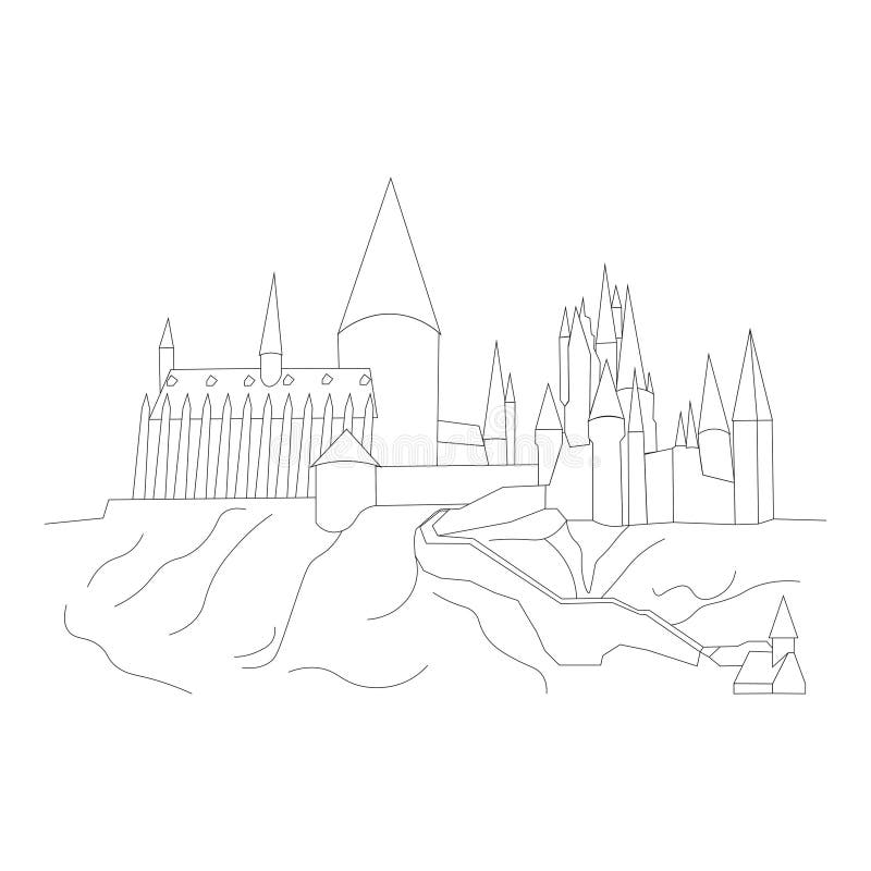 Line Hogwarts Castle. Vector Illustration Editorial Photo ...