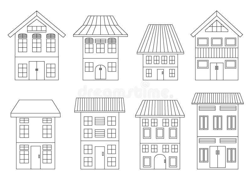 Line 2 Story House Design on White Background Stock Vector ...