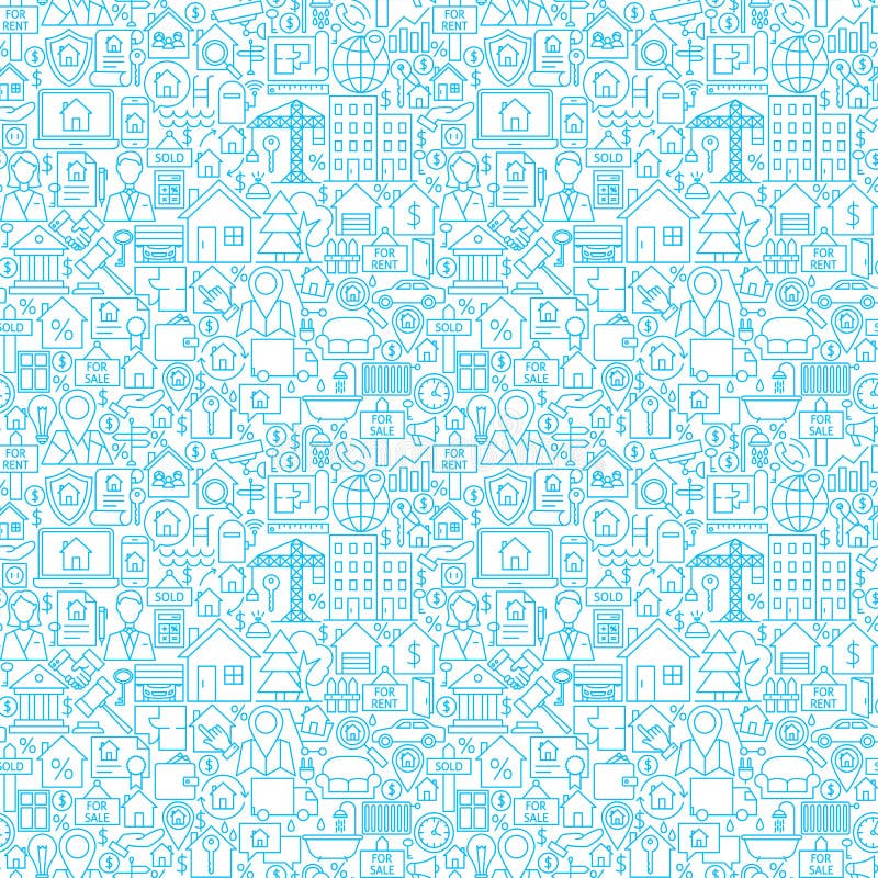 Line House White Seamless Pattern Stock Vector - Illustration of flat ...