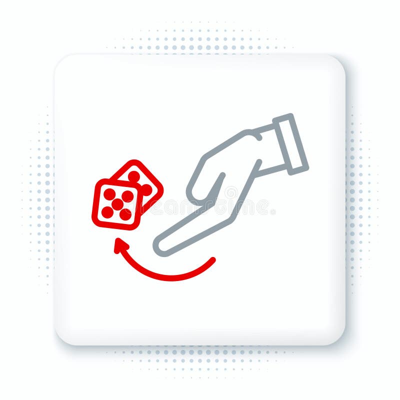 Line Human Hand Throwing Game Dice Icon Isolated on White Background ...