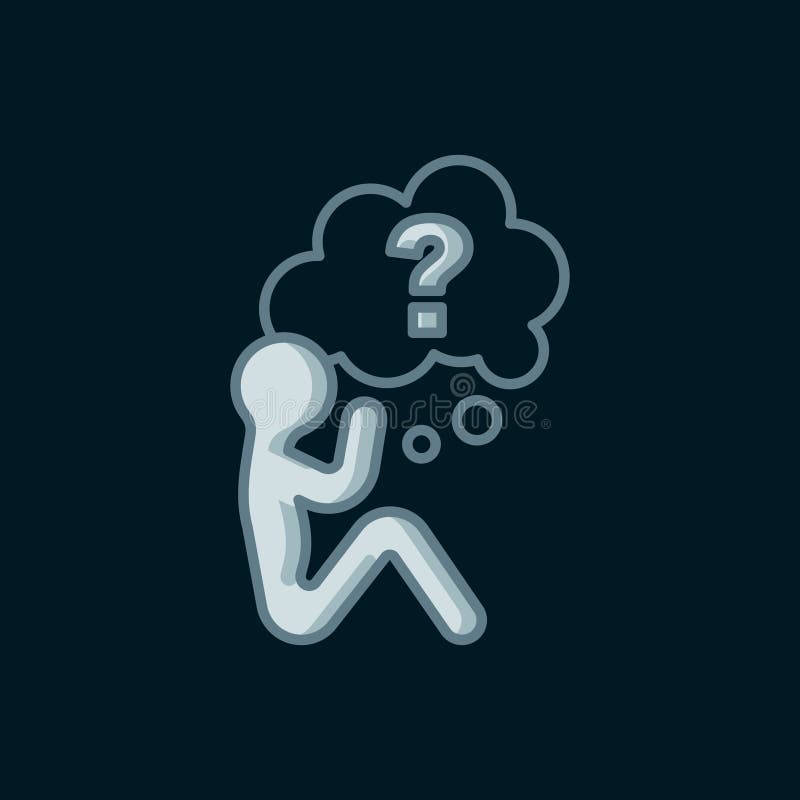 Line Human Head with Question Mark Icon Isolated on Black Background ...
