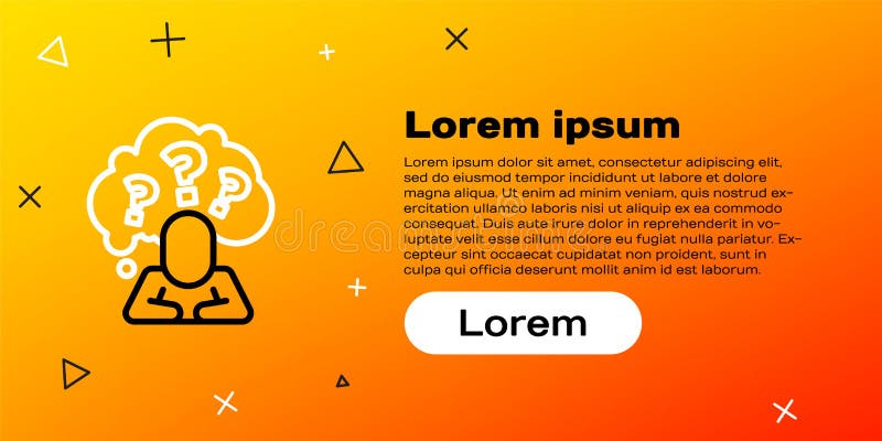 Line Human Head with Question Mark Icon Isolated on Yellow Background ...