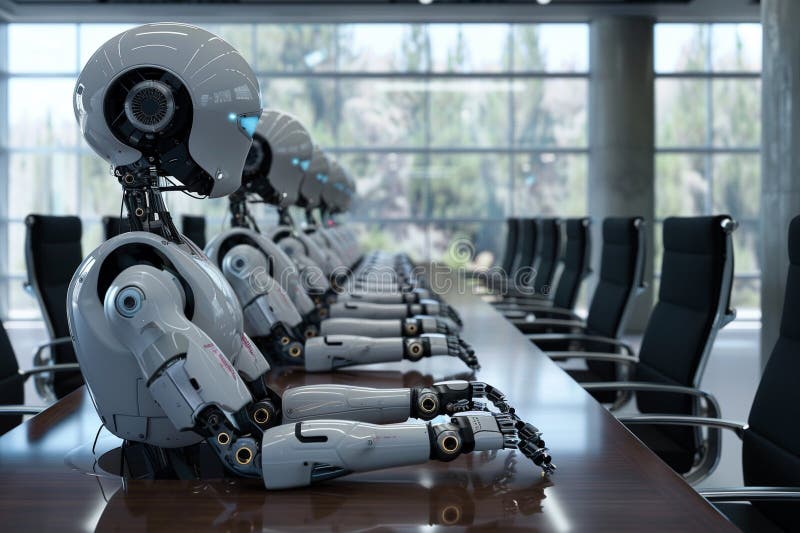 Robots in Meeting stock illustration. Illustration of work - 332928971