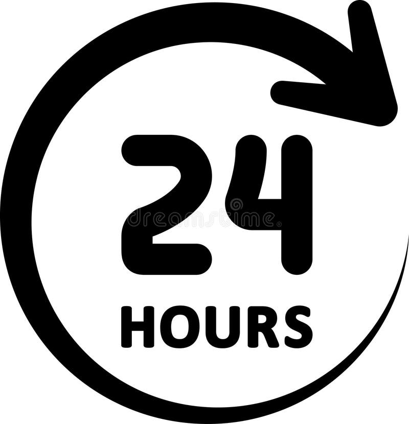 Line Icon of 24 Hours As Symbol of 24-hour Business Stock Vector ...
