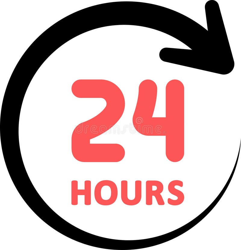 Line Icon of 24 Hours As Symbol of 24-hour Business Available Stock ...