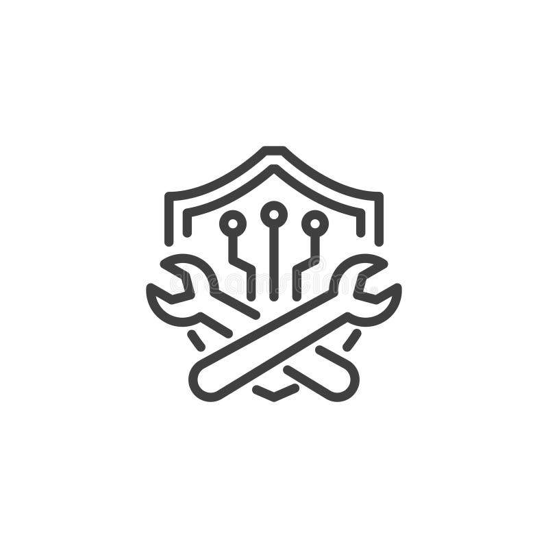 AI Security Tools Line Icon Stock Illustration - Illustration of ...