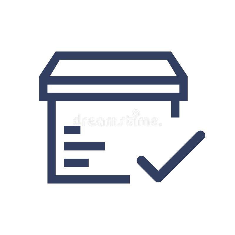 Line Icon Approved Carton Box Stock Vector - Illustration of parcel ...