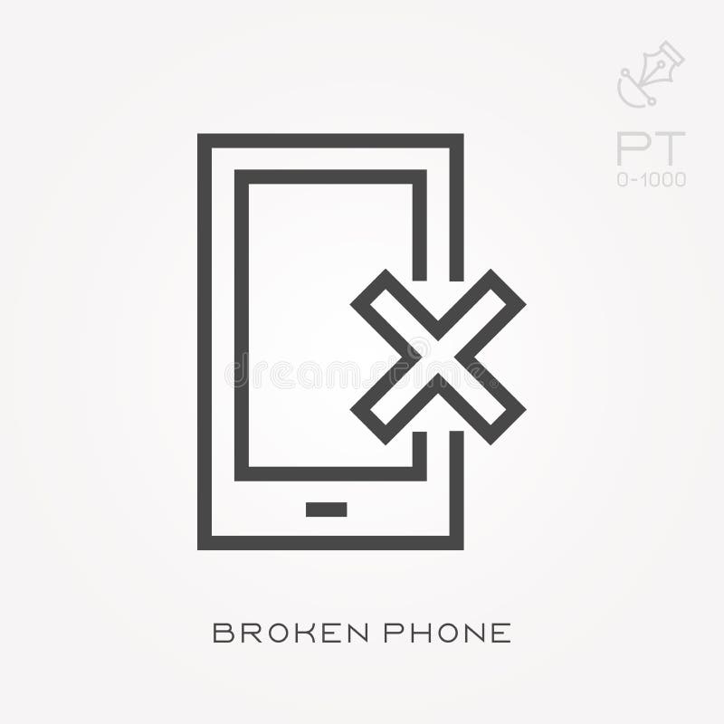 Flat Vector Icons with Broken Phone Stock Vector - Illustration of ...