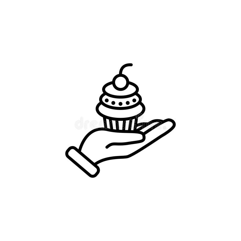 Hand holding a cake icon stock vector. Illustration of illustration ...