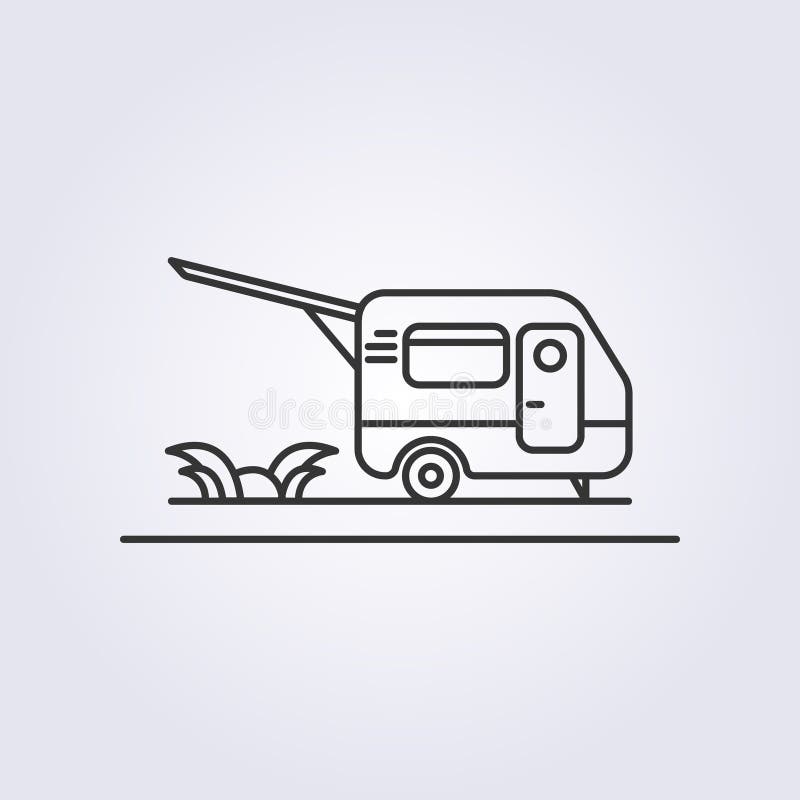 Line Icon of Caravan Vector Logo Design, Campsite Stock Vector ...