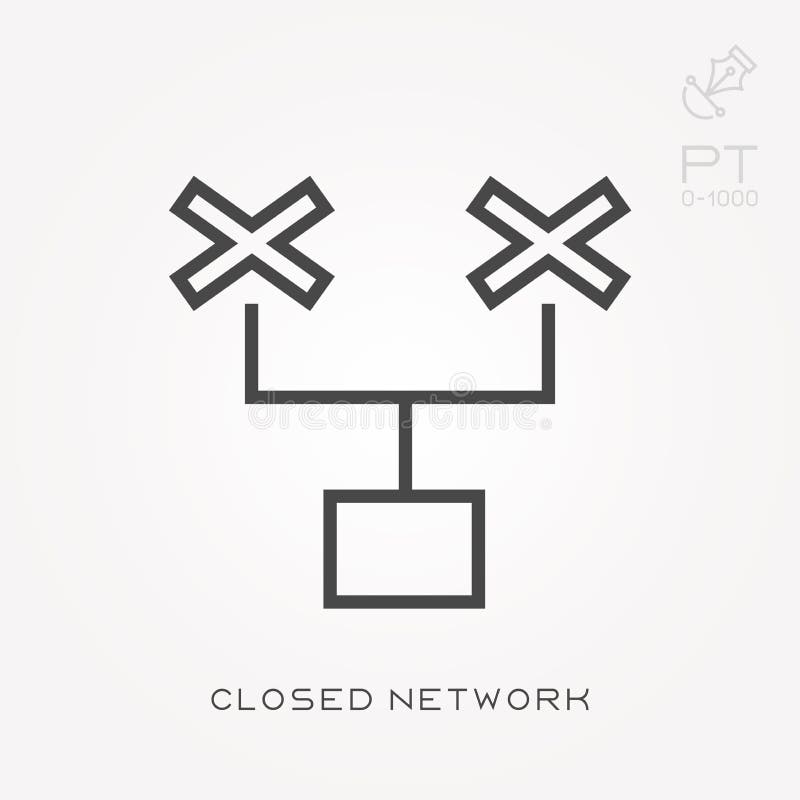 Flat Vector Icons with Closed Network Stock Vector - Illustration of ...