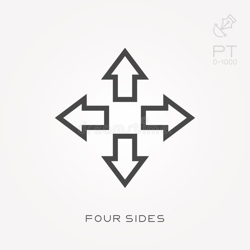Flat Vector Icons with Four Sides Stock Vector - Illustration of arrow ...