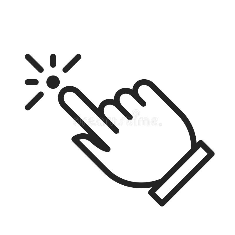 Line Icon of Hand Cursor Vector Isolated. Computer Pointer Stock ...