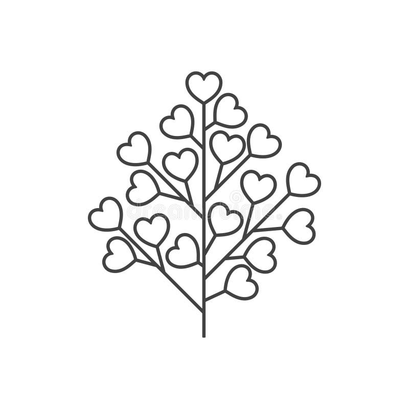 Line Icon Heart Tree Flat Vector Illustration Stock Vector ...