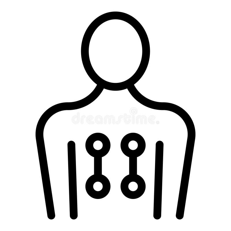 Line Icon of a Human Body with Electrodes on the Chest for ...