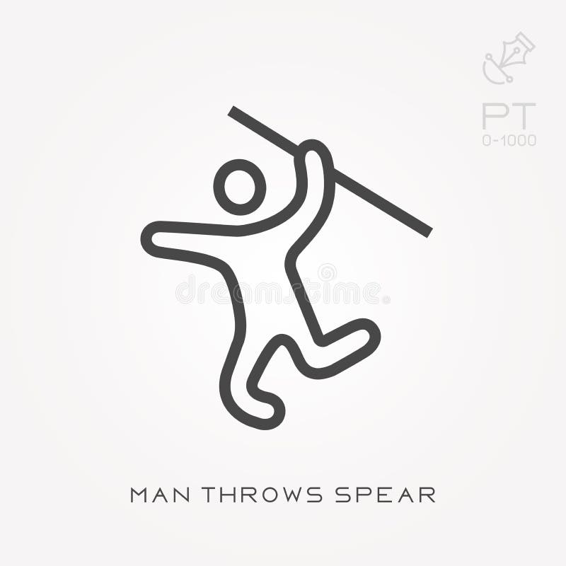 Line icon man throws spear stock vector. Illustration of modern - 145236821
